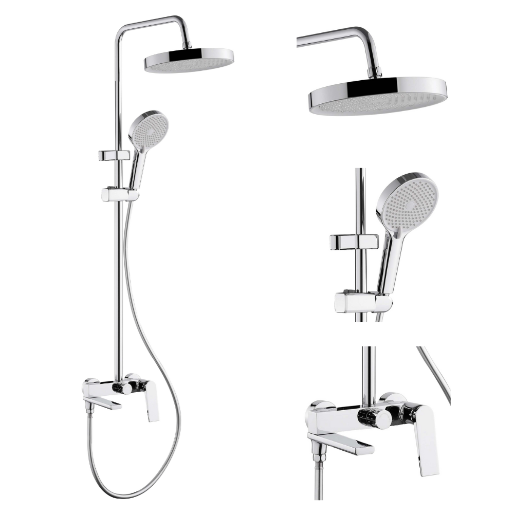 Coloană de duș cu baterie cadă Flow 8385 Chrome, alama, dus fix tip pl ...